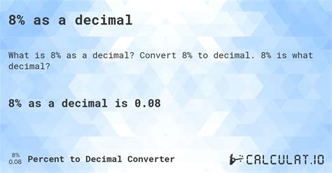 As A Decimal Calculatio