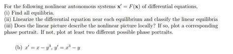 Solved For The Following Nonlinear Autonomous Systems X