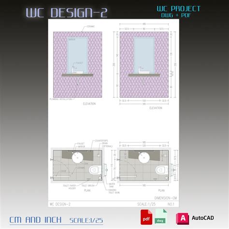 WC Design DWG Wc Design Ideas Wc Design Wc Architectural Drawing WC Cad Wc Project