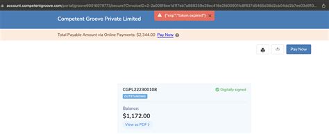 paypal showing error of token expired on