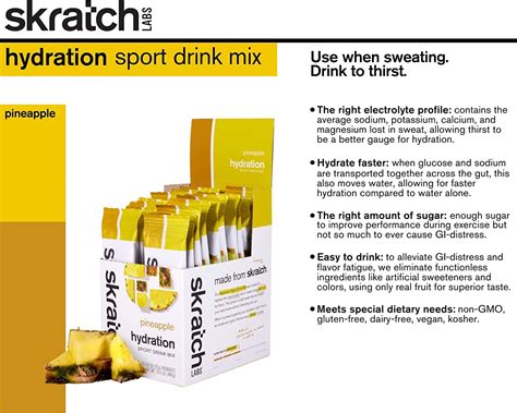 Skratch Labs Pineapple Hydration Packets 20 Count Sport Drink Mix For