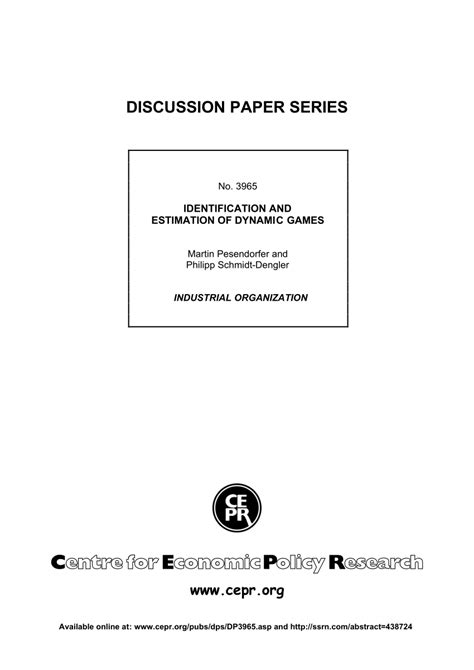 Pdf Identification And Estimation Of Dynamic Games