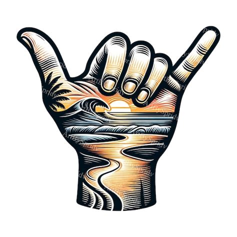 Shaka Sign Drawing Shaka Hand Vector Sign Hang Loose Symbol Stock