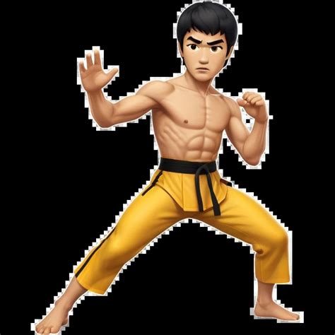 Cinematic Realistic Bruce Lee Portrait Emoji Depicted As A Dynamic