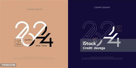 클래식 레트로 2024 새해 복 많이 받으세요 연설 배너 포스터 캘린더 또는 소셜 미디어 게시물을 위한 프리미엄 디자인의 클래식한 색상으로 0명에 대한 스톡 벡터 아트 및