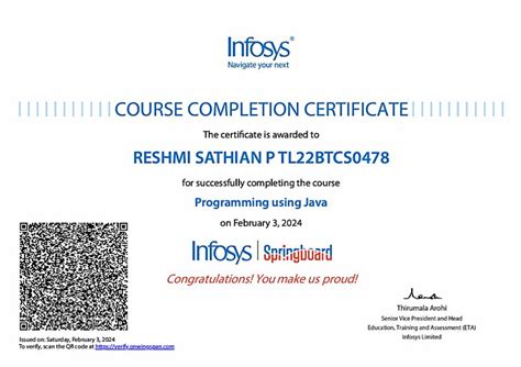 reshmi sathian on linkedin learning java programming infosys springboard