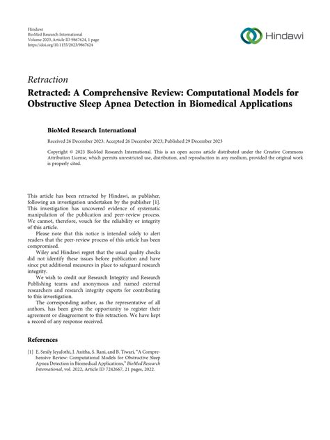 Pdf Retracted A Comprehensive Review Computational Models For Obstructive Sleep Apnea