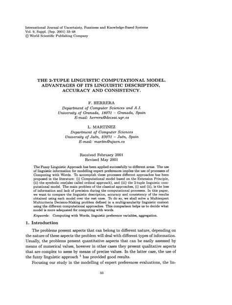 Pdf The 2 Tuple Linguistic Computational Model Advantages Of Its Linguistic Description