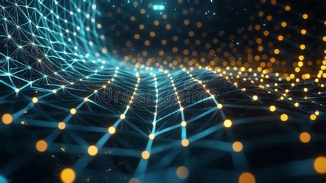 A Futuristic Network Of Luminous Hexagons Forming A Digital Honeycomb Structure Suspended In