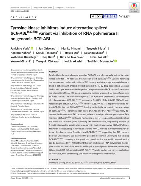 Pdf Tkis Induce Alternative Spliced Bcr‐abl Ins35bp Variant Via