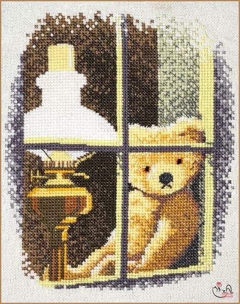 Набор для вышивания Мишка у окошка Арт 1050 Размер картины 14 х 18 см