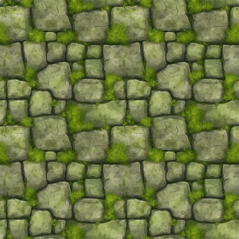 Premium Photo Natural Stone Floor With Grass Patches Seamless Texture