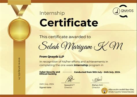 Sebah Mariyam K M On Linkedin Internship Cybersecurity