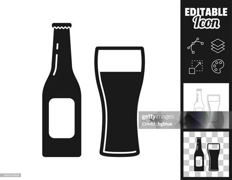 Bottle And Glass Of Beer Icon For Design Easily Editable High Res