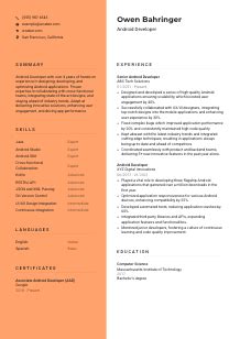 Android Developer Resume Example