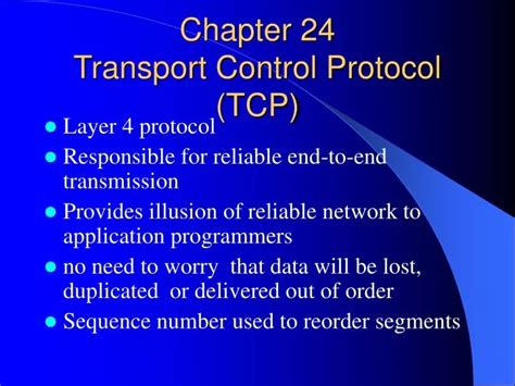 Ppt Chapter 24 Transport Control Protocol Tcp Powerpoint Presentation Id 357281