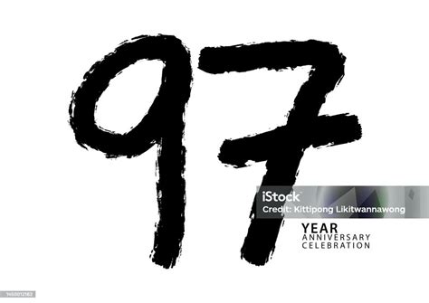 97 주년 기념일 축하 블랙 컬러 로고 타입 벡터 97 숫자 디자인 97 번째 생일 초대장 로고 번호 디자인 벡터 일러스트 블랙