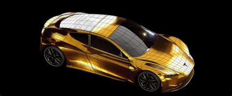 Tesla Roadster 2 0 Gets Rendered In Gold For A Sheiks Pleasure