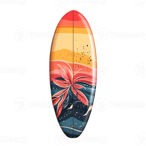 Vibrant And Textured Summer Surfboard With Tropical Sunset Landscape