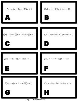 GRAPHING POLYNOMIAL FUNCTIONS CARD MATCHING ACTIVITY TPT