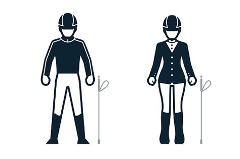 Equestrian Horseman Sport Player People And Clothing Icons With White