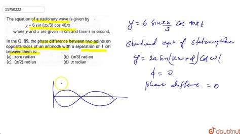 In The Q 89 The Phase Difference Between Two Points On Opposite Sides Of An Antinode With A