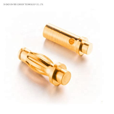 Pcb Mount Electrical Bullet Plug 2mm Gold Plating Leadless Brass Pcb
