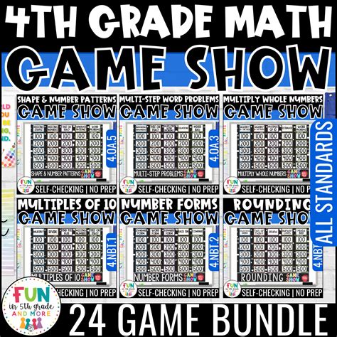 4th Grade Math Review Games All Standard Game Show Bundle Fun In