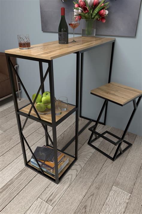 ᐉ Барний стіл з полицями Ecoloft Віторія Dsp 1277 1 в стилі лофт Дуб Аппалачі 29876724 • Краща