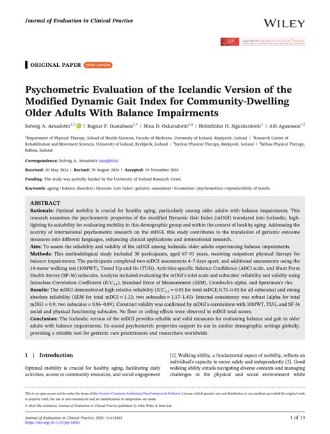 Pdf Journal Of Evaluation In Clinical Practice Psychometric Evaluation Of The Icelandic