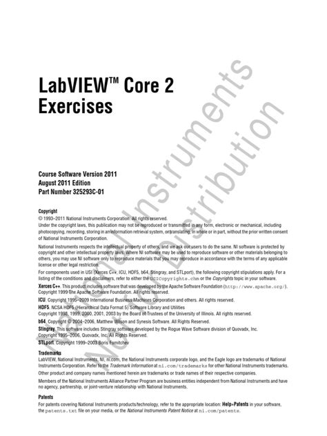 Labview Core 2 Exercises Instruments Not For Distribution Pdf
