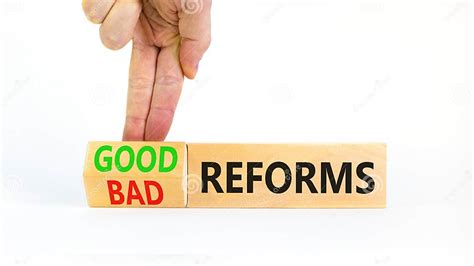 Good Or Bad Reforms Symbol Concept Words Good Reforms Bad Reforms On Beautiful Wooden Blocks