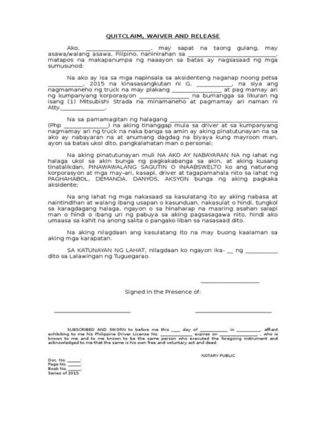 Employee Quit Claim Tagalog Pdf