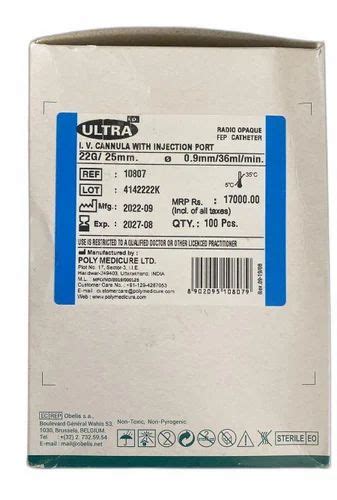 Plastic Polymed Iv Cannula 22 G 25 Mm At ₹ 620box In Bhinmal Id 2849744365497