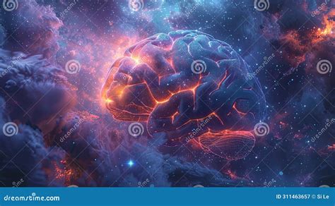 Vibrant Cosmic Brain A Neural Network And Ai Concept Loop With Nebula