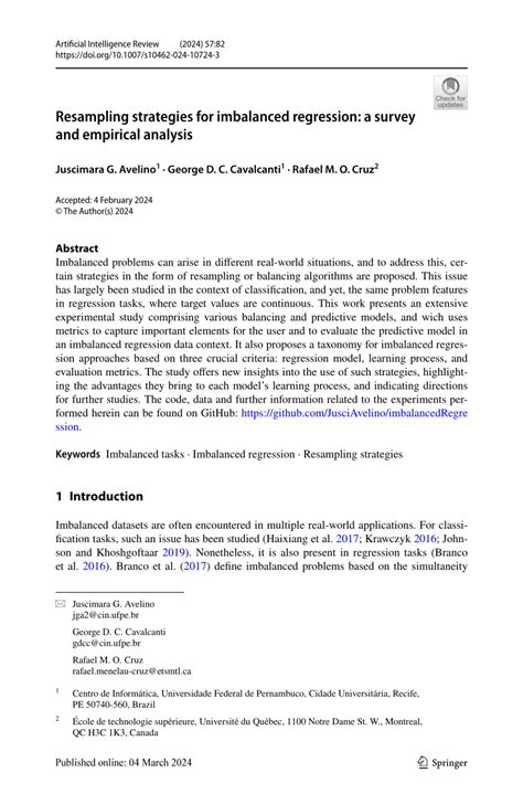 Pdf Resampling Strategies For Imbalanced Regression A Survey And Empirical Analysis