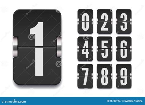 Numeric Flip Scoreboard Set With Shadows For Black Countdown Timer Or Web Page Watch Or Calendar