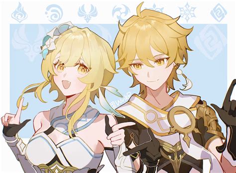 Lumine And Aether Genshin Impact Drawn By Winkr Danbooru