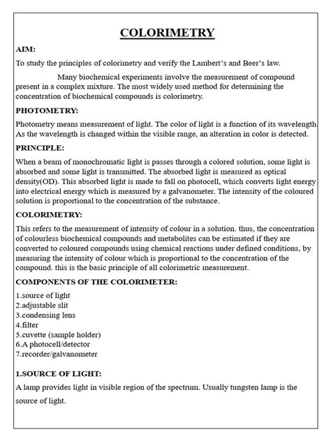 Colorimeter Pdf Absorbance Spectrophotometry