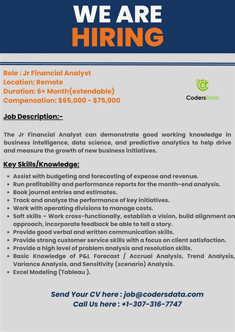 Role Jr Financial Analyst Location Remote Duration 6 Month