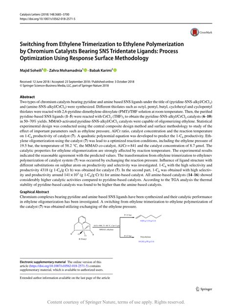 Switching From Ethylene Trimerization To Ethylene Polymerization By Chromium Catalysts Bearing