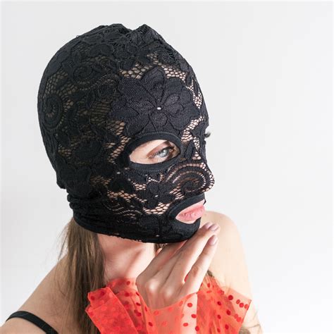 Black Lace Balaсlava Bdsm Mask Lace Face Mask Sexy Mask Fetish Face
