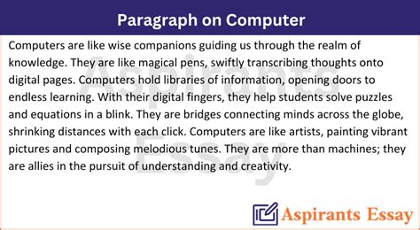 Paragraph On Computer In English 100 150 200 250 Words