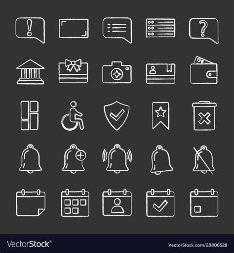 Uiux Chalk Icons Set Royalty Free Vector Image