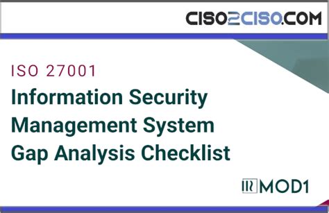 Information Security Management System Gap Analysis Checklist Ciso2ciso Com And Cyber Security Group