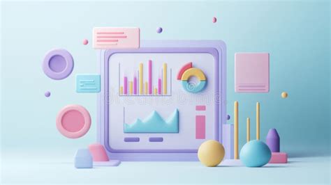 Colorful 3d Abstract Representation Of Data Analytics With Bar And Pie Charts For Design And