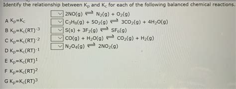 Solved Identify The Relationship Between Kp And Kc For Each Chegg