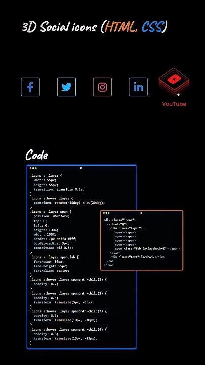 3d Social Icons Using Css And Html🧑‍💻 Coding Programming Csstricks