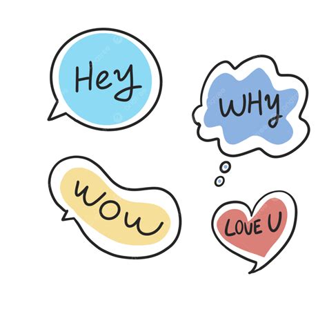 거품 채팅 상자 귀여운 일러스트 다채로운 만화 낙서 패턴 스티커 말풍선 손 손으로 그린 풍선 거품 대화 상자 만화 Png 일러스트 및 Psd 이미지 무료 다운로드