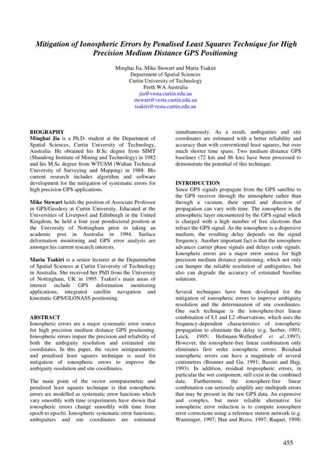 Pdf Mitigation Of Ionospheric Errors By Penalised Least Squares